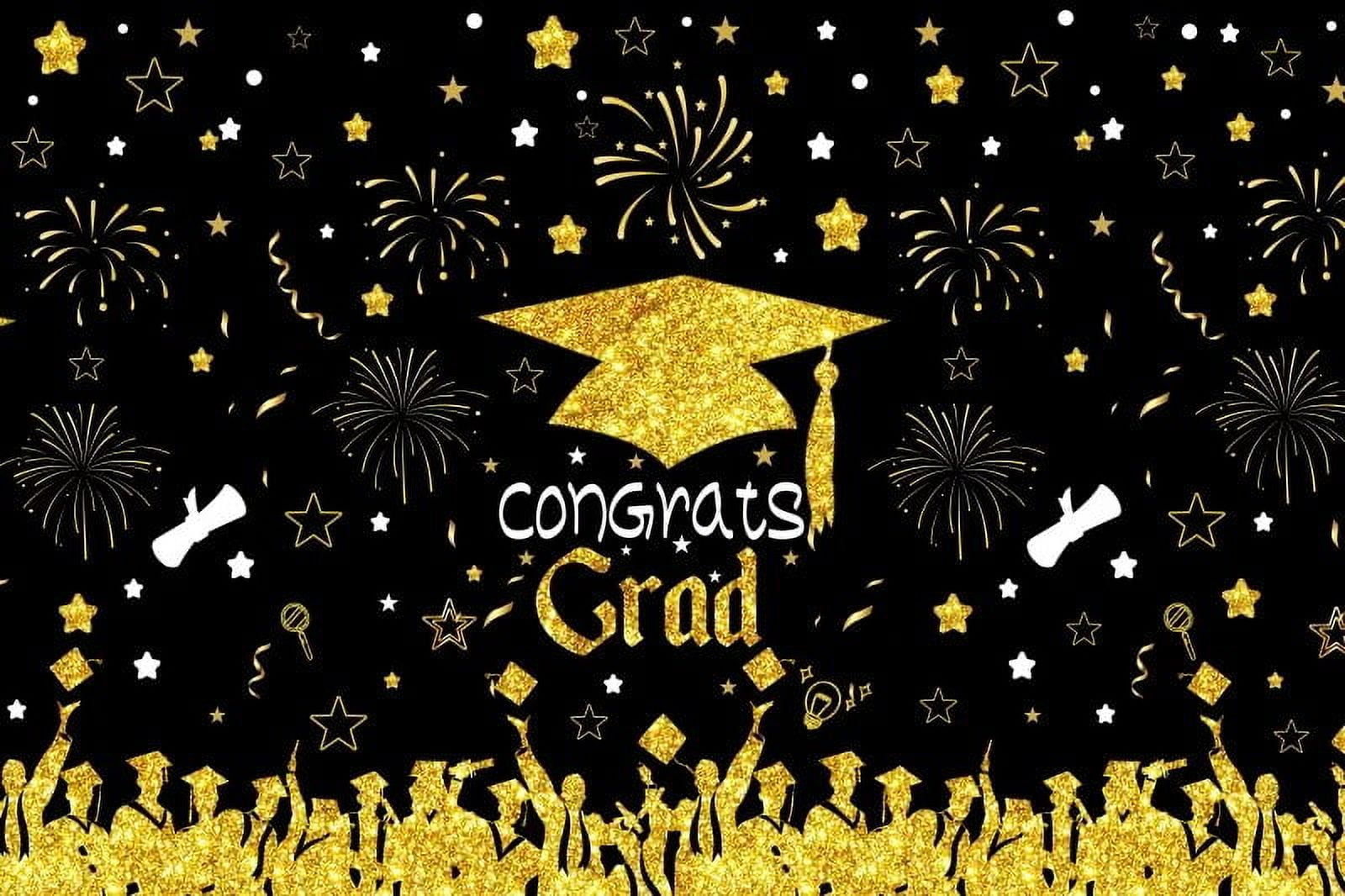 Class of 2024 Graduation Backdrop Black And Gold Balloon Congrat Grad ...