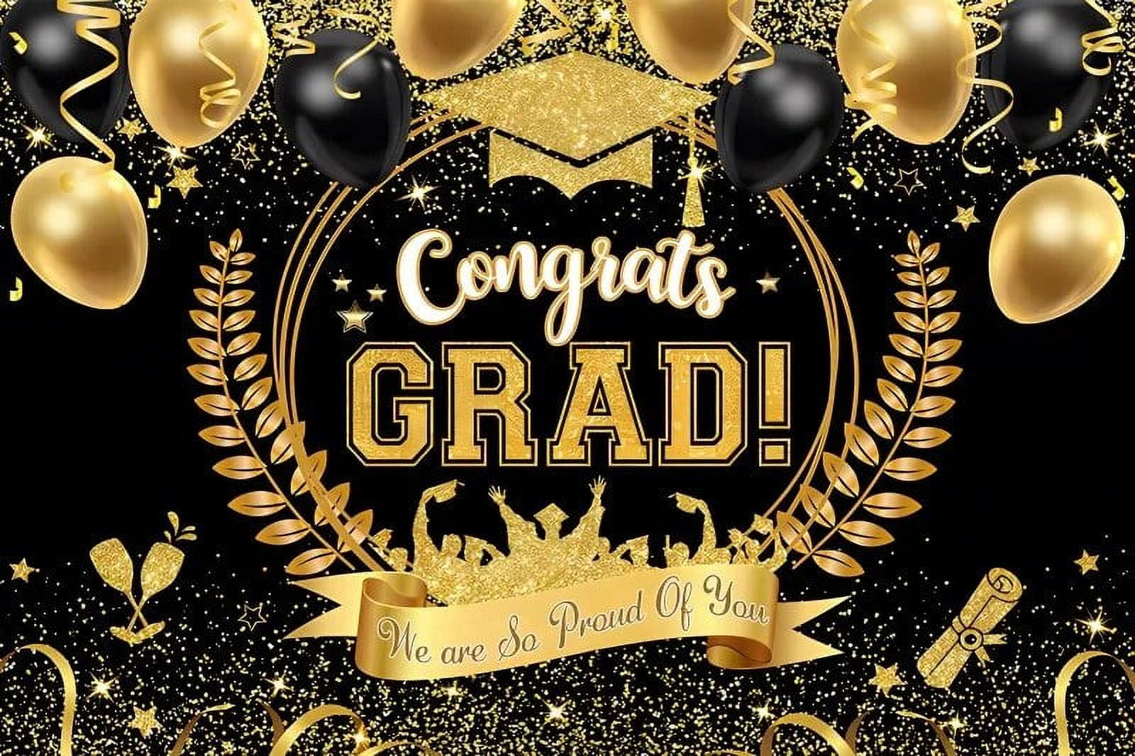 Class of 2024 Graduation Backdrop Black And Gold Balloon Congrat Grad ...
