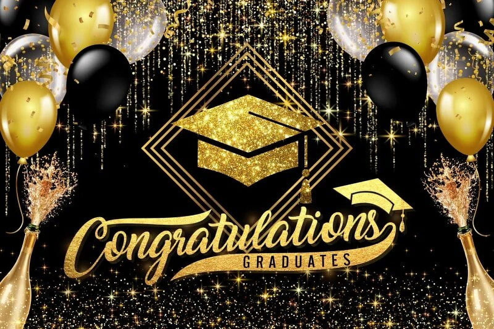 Class of 2024 Graduation Backdrop Black And Gold Balloon Congrat Grad ...