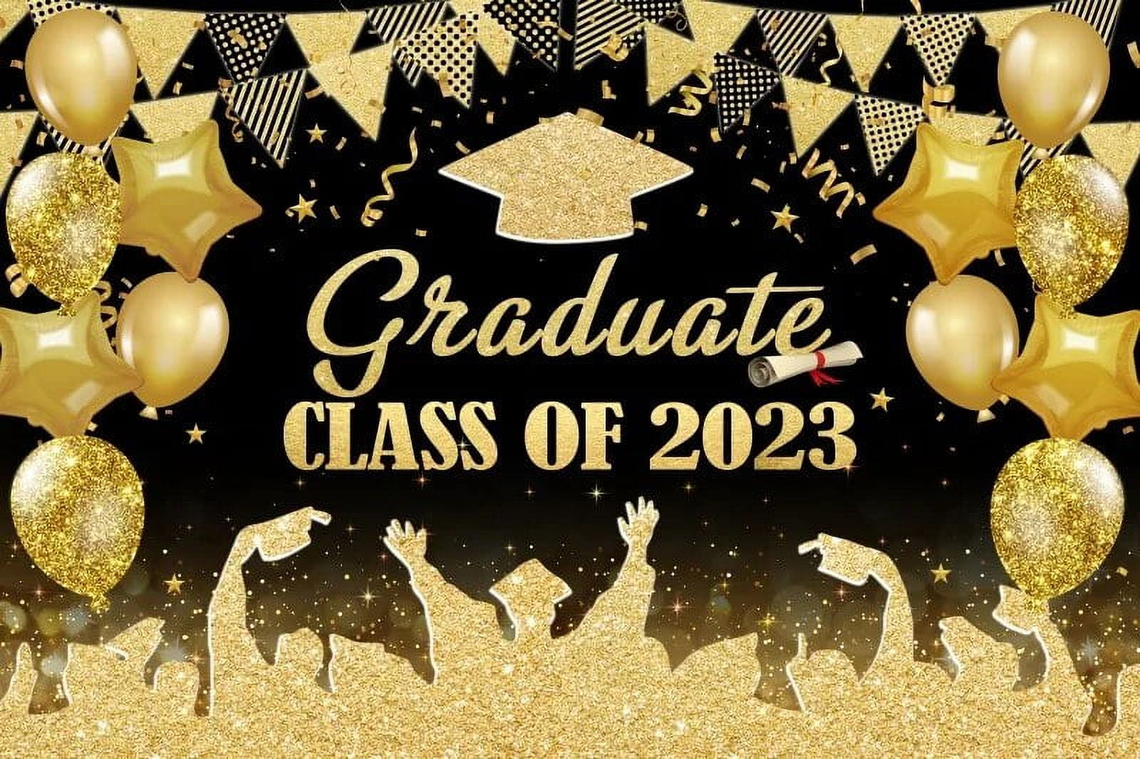 Class of 2024 Graduation Backdrop Black And Gold Balloon Congrat Grad ...