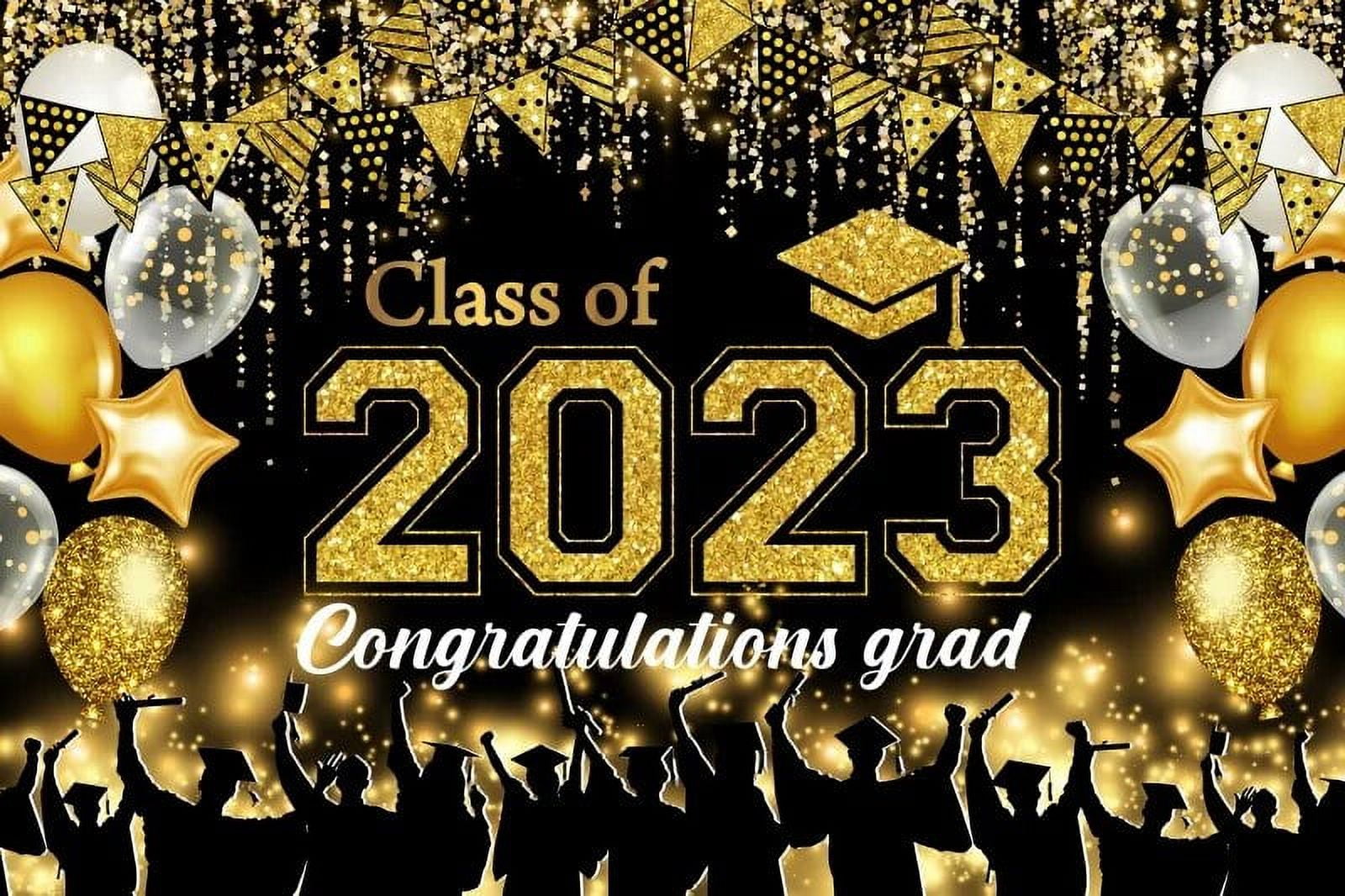 Class of 2024 Graduation Backdrop Black And Gold Balloon Congrat Grad ...