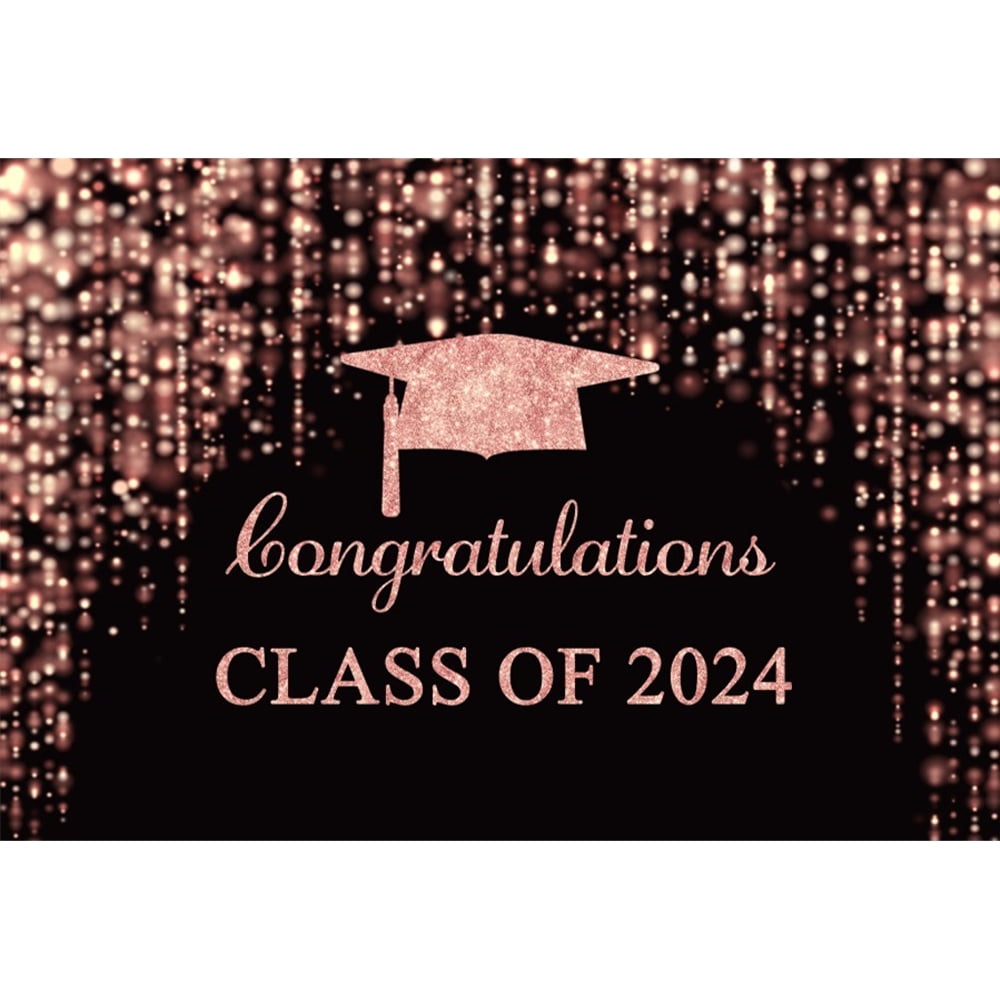 Class of 2024 Graduation Backdrop Black and Gold Glitter Balloons ...