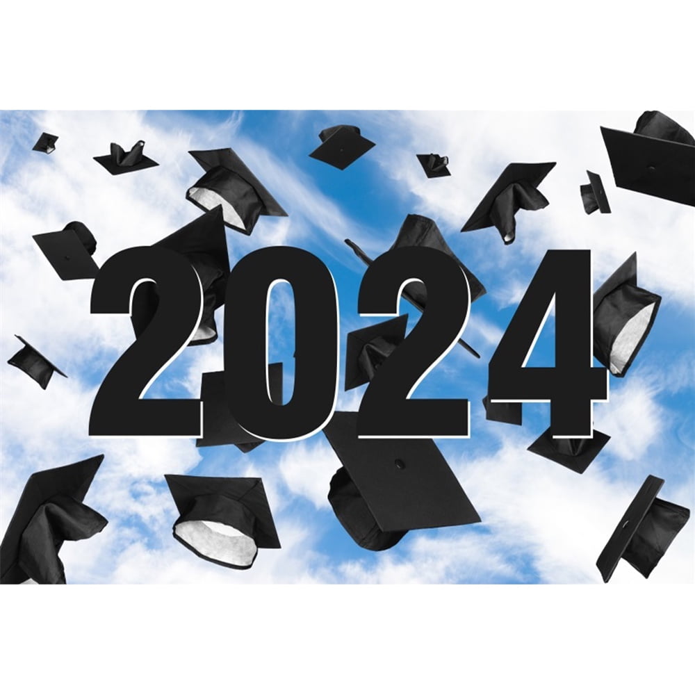 Class of 2024 Graduation Backdrop Black and Gold Glitter Balloons ...