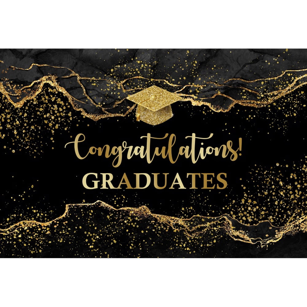 Class of 2024 Graduation Backdrop Black and Gold Glitter Balloons ...