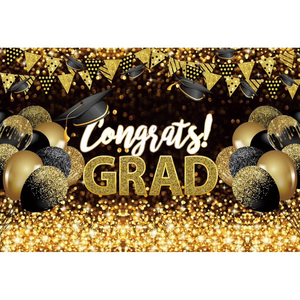 Class of 2024 Graduation Backdrop Golden Glitter Balloon Custom ...