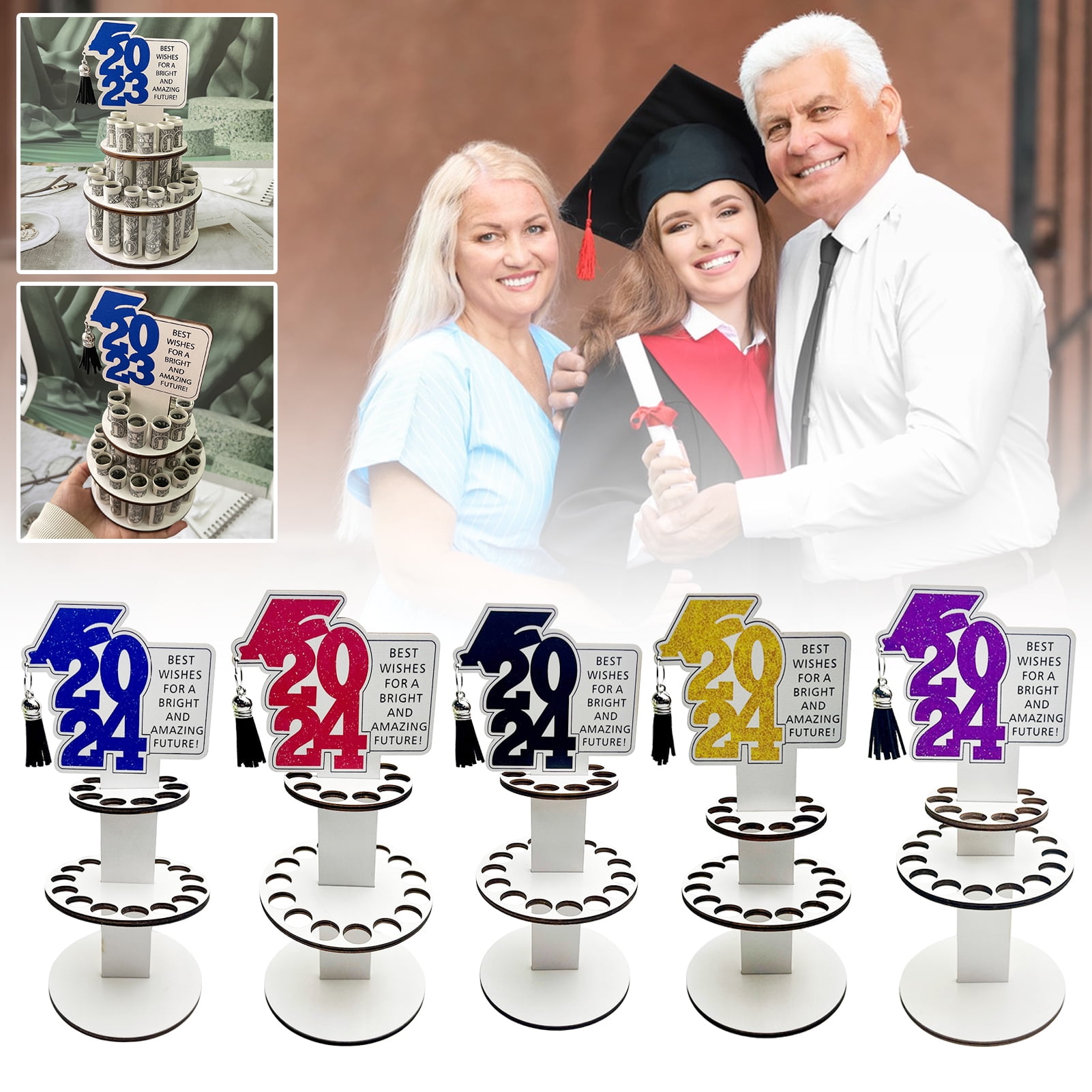 Class of 2024 Graduation Money Holder Wallet Pine Wood Bachelor Hat ...