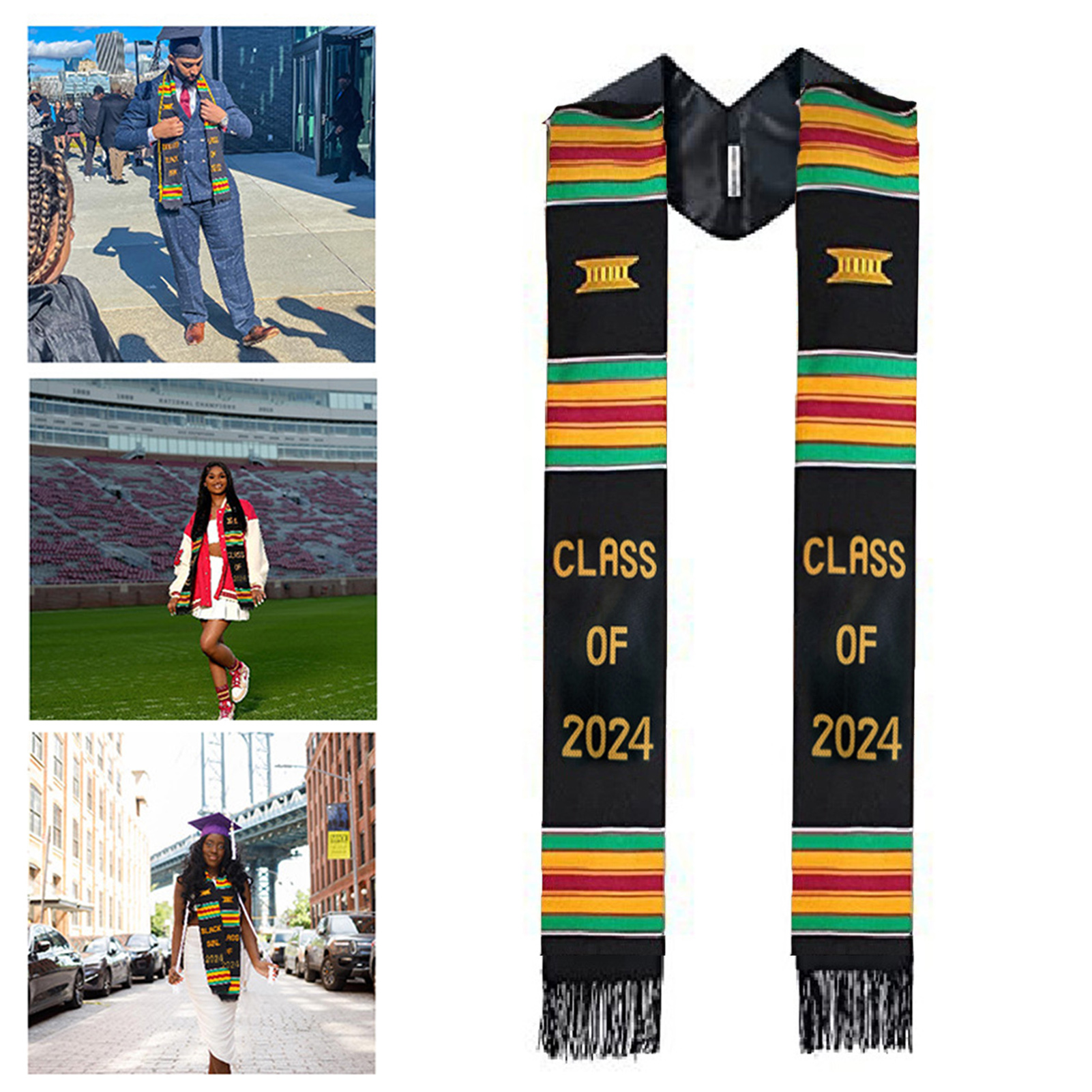 Class of 2024 Graduation Ribbon Letter Print Tassel Authentic Art Satin ...