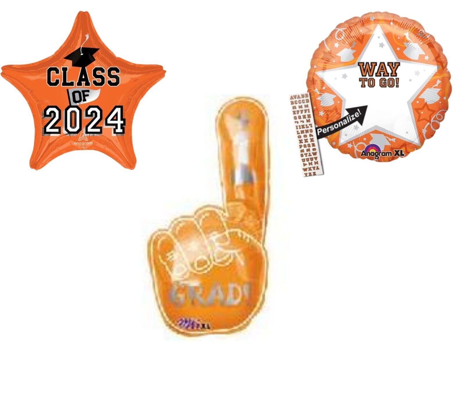Class of 2024 Orange #1 Grad Personalized graduation Balloons Party ...