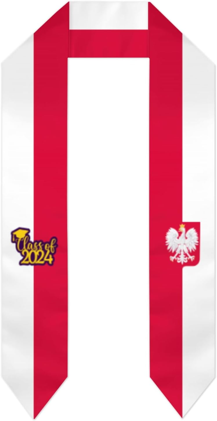 Class of 2024 Poland Flag Graduation Stoles Shawl Sash Scraf For Study ...