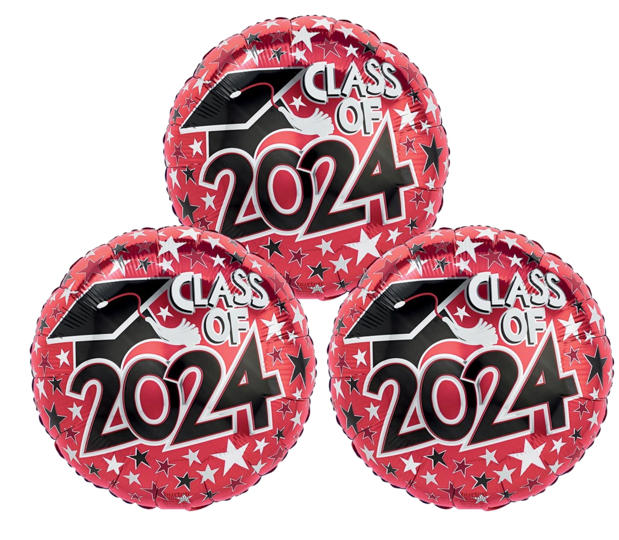 Class of 2024 Red Graduation Mylar Balloons 3 piece Party Decorations ...