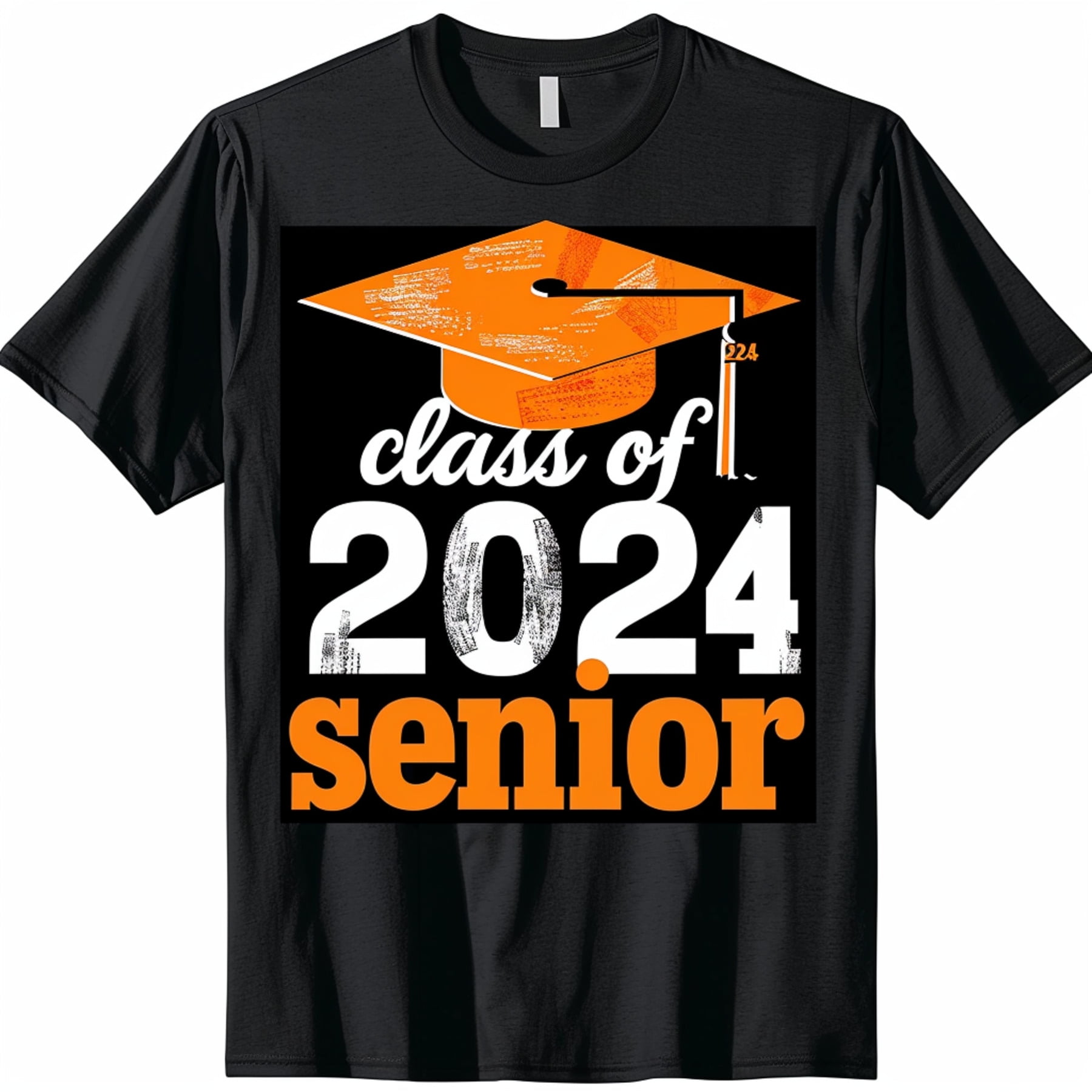 Class of 2024 Senior Black T Shirt with White Numbers and Orange ...