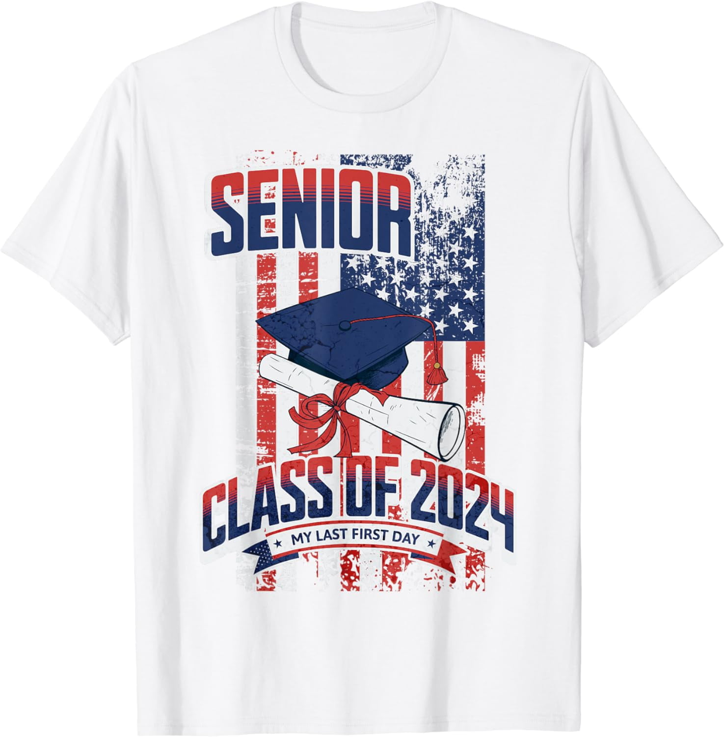 Class of 2024 Senior USA American Flag Student Graduation T-Shirt ...