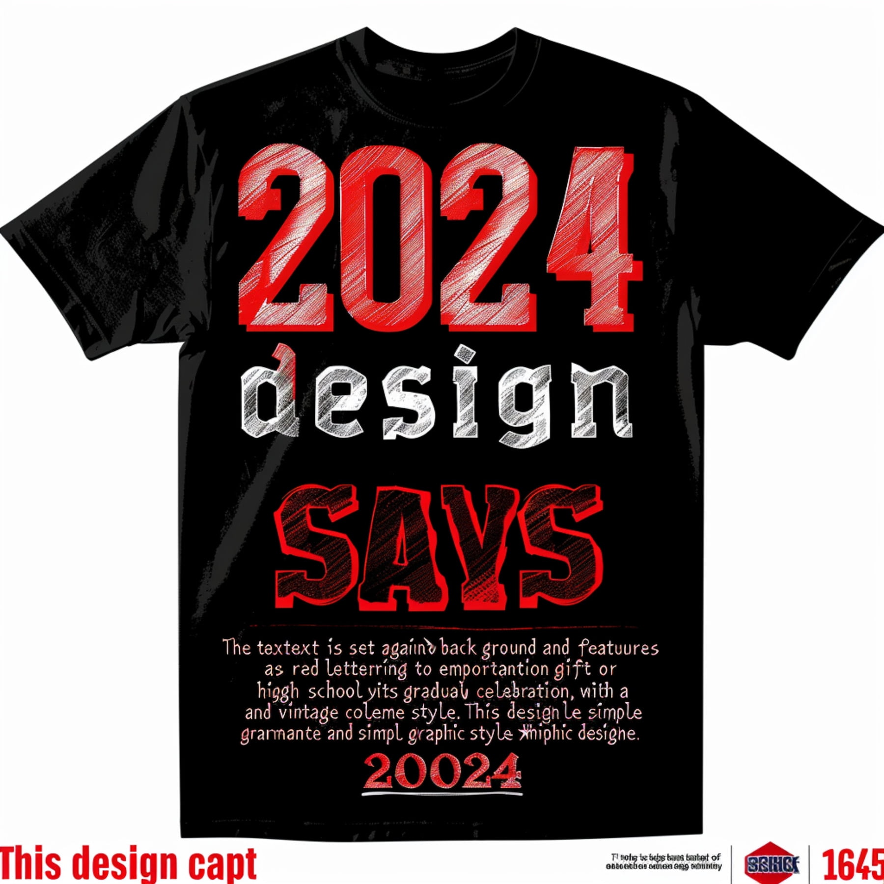 Class of 2024 Seniorism Bold Red Numbers on Black Tee Vintage Style ...