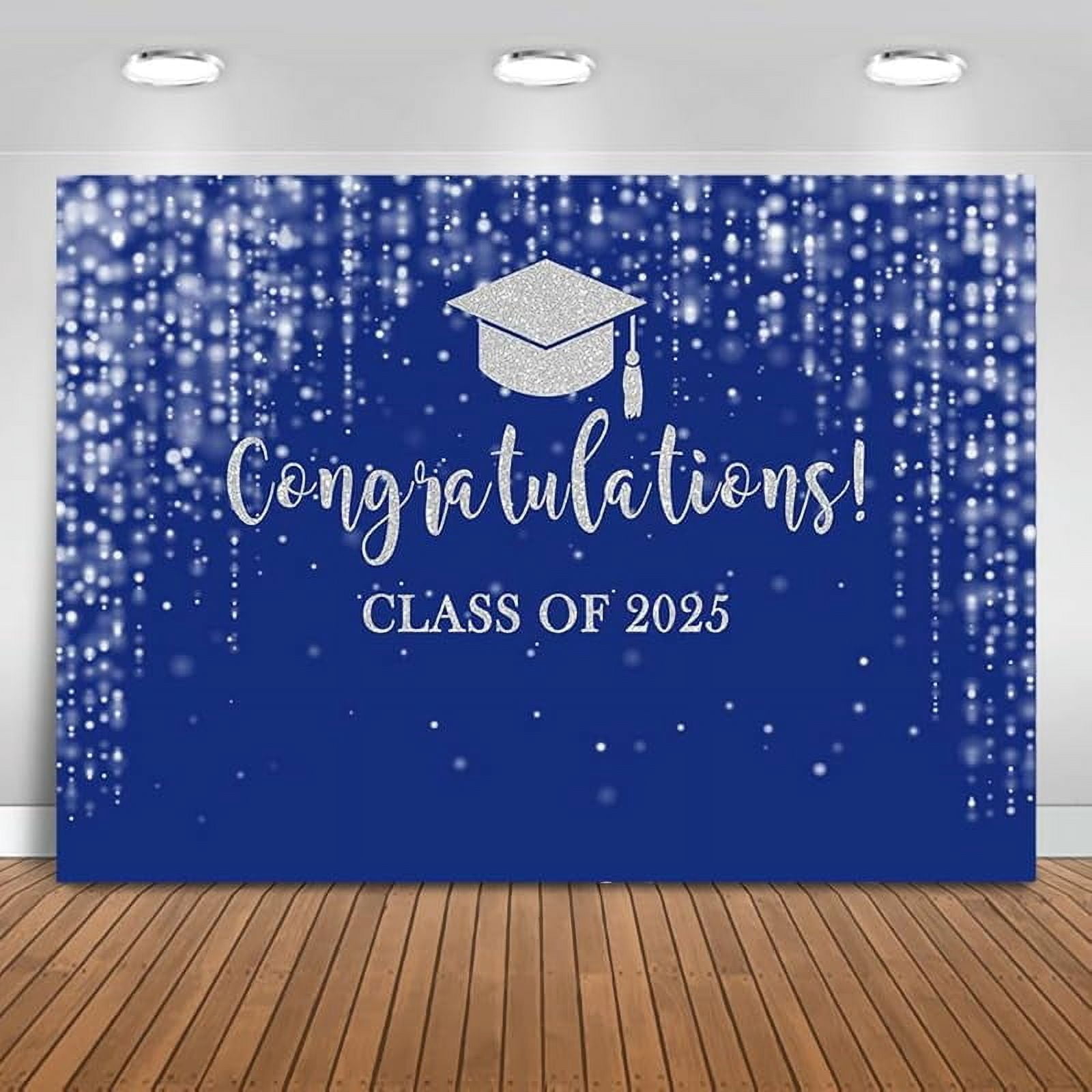 Class of 2025 Backdrop Black Gold Glitter Bokeh Graduation Party ...