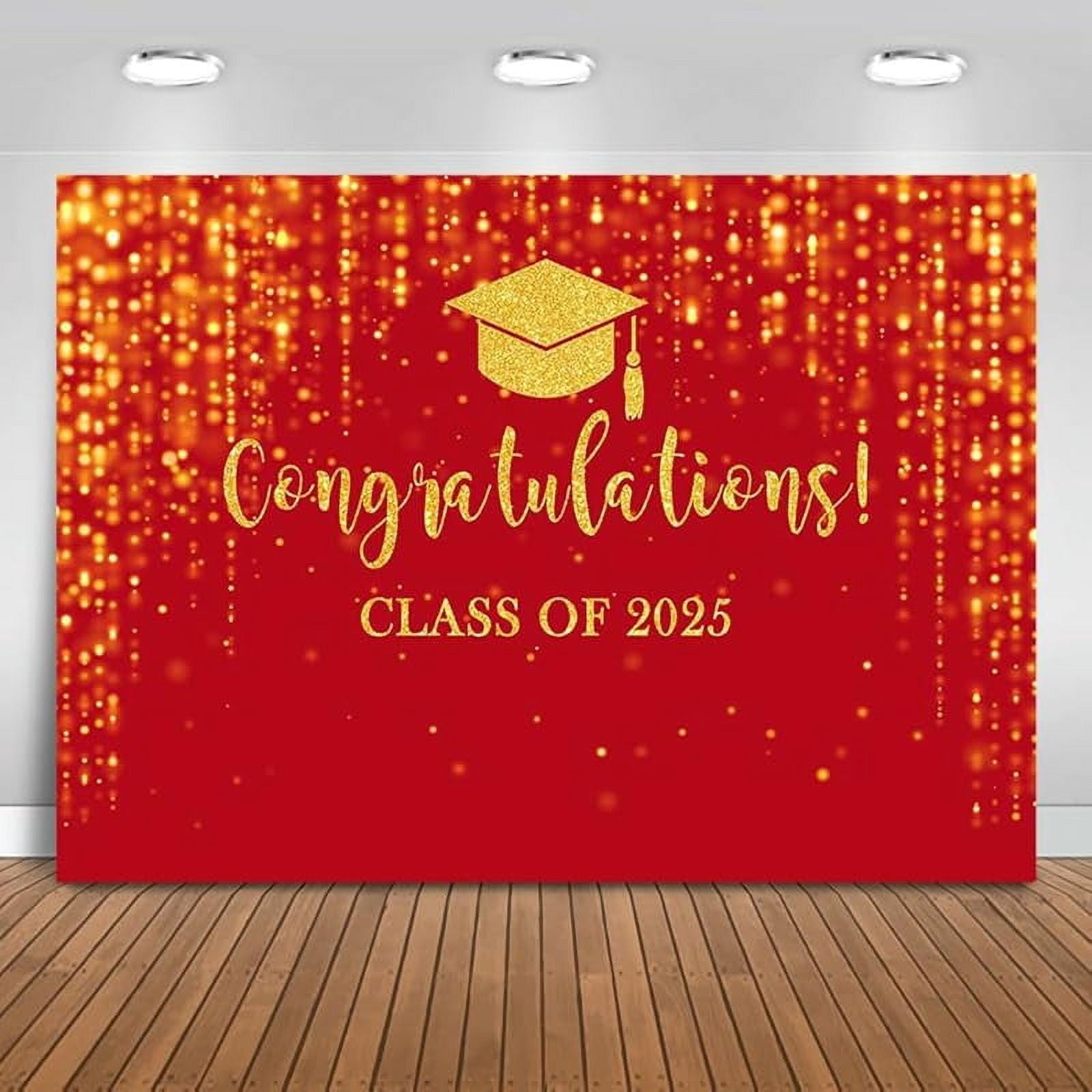 Class of 2025 Backdrop Black Gold Glitter Bokeh Graduation Party ...