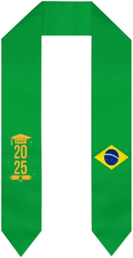 Class of 2025 Brazil Flag Graduation Stoles Shawls Sash International ...