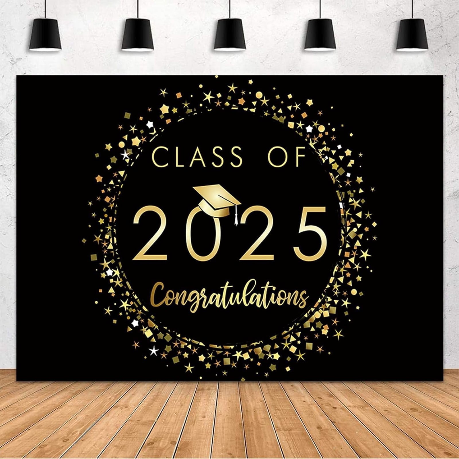 Class of 2025 Graduation Banner Elegant Black and Gold Party Decoration ...