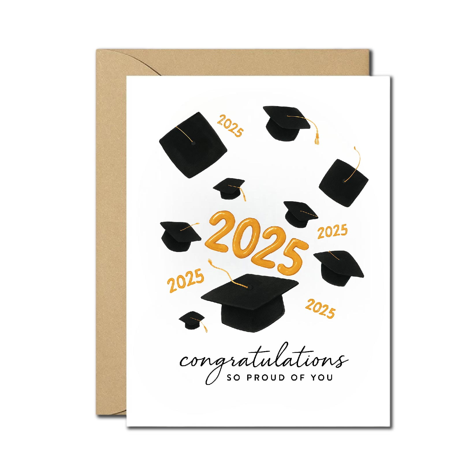 Class of 2025 Graduation Card – Congrats Card with Graduation Caps ...