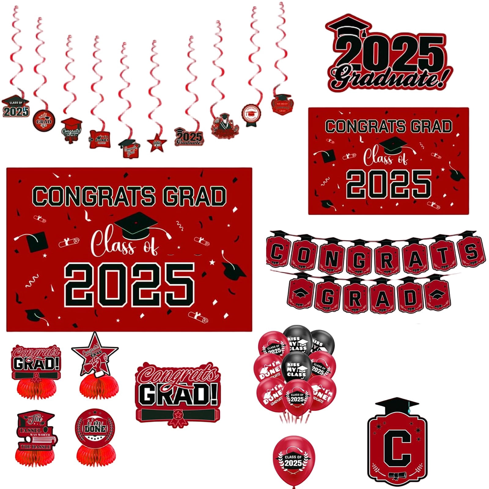 Class of 2025 Graduation Party Decorations Set Banners, Balloons ...