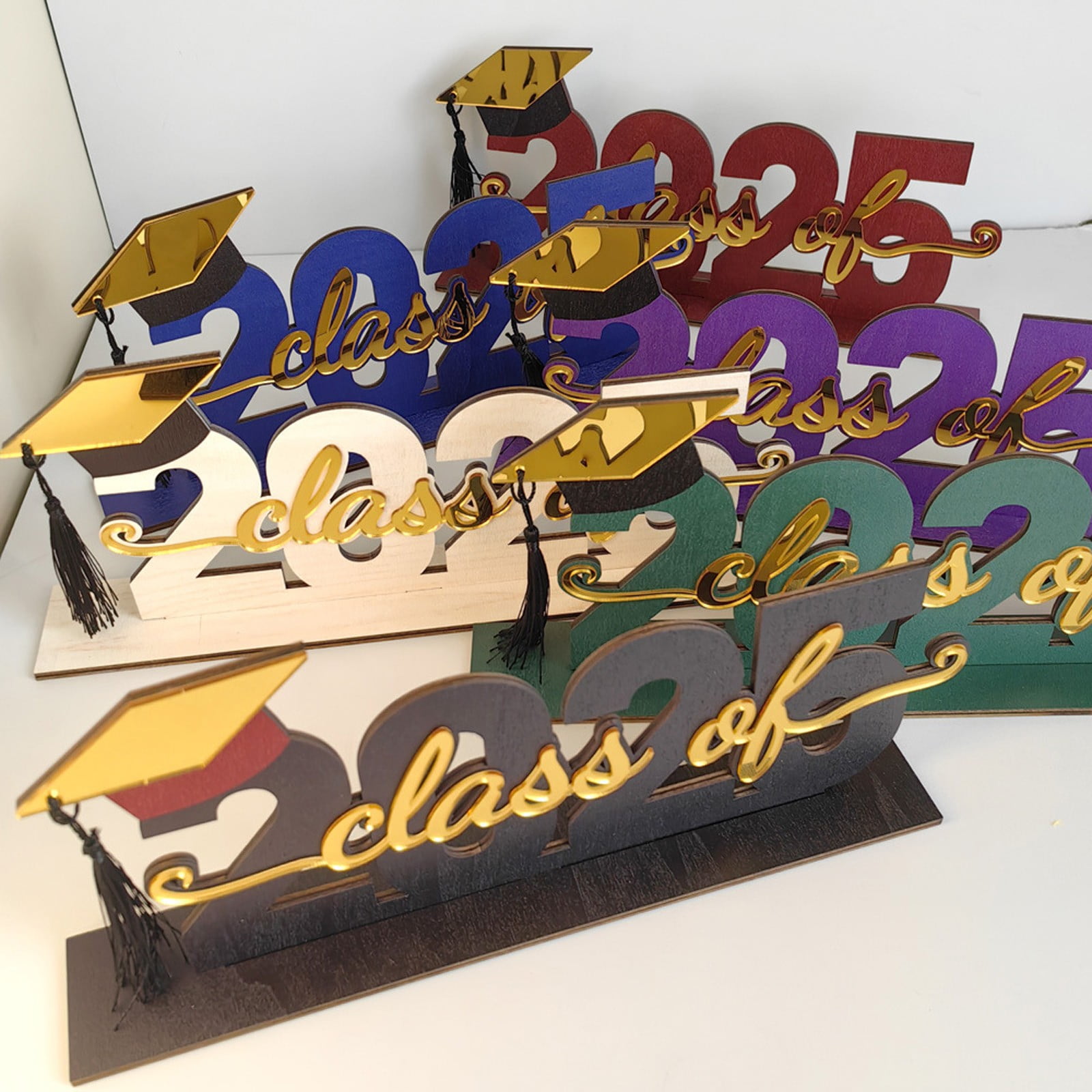 Class of 2025 Graduation Table Decoration Elegant Wooden Stand with Cap ...