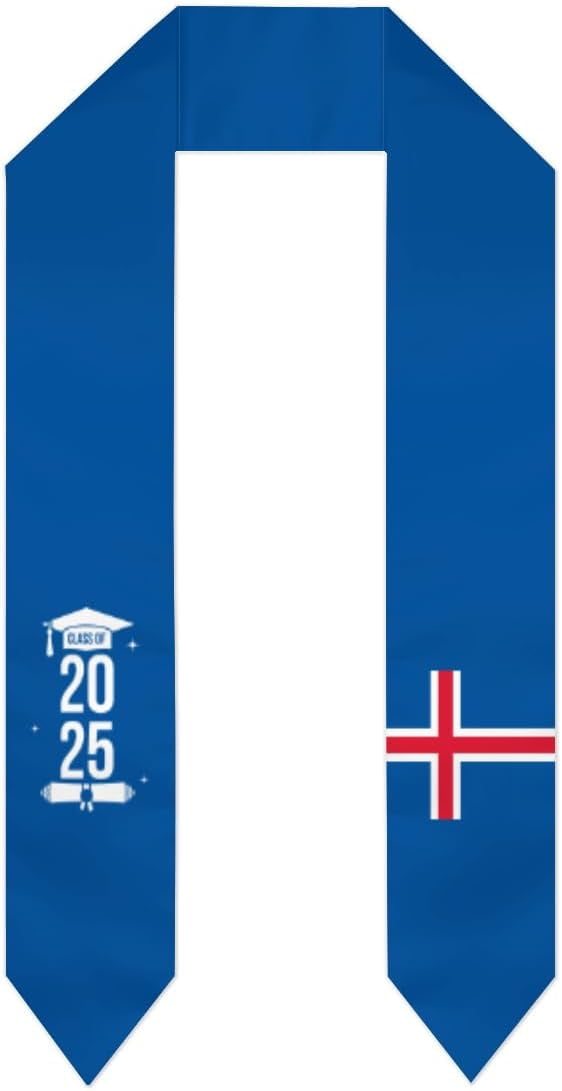 Class of 2025 Iceland Flag Graduation Stoles Shawls Sash International ...