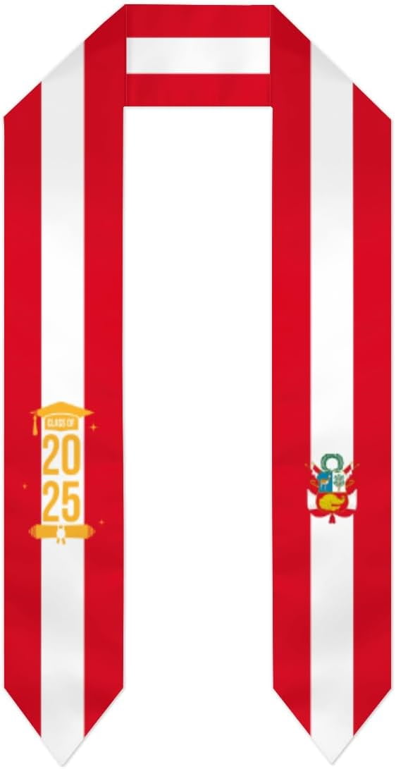 Class of 2025 Peru Flag Graduation Stoles Shawls Sash International ...