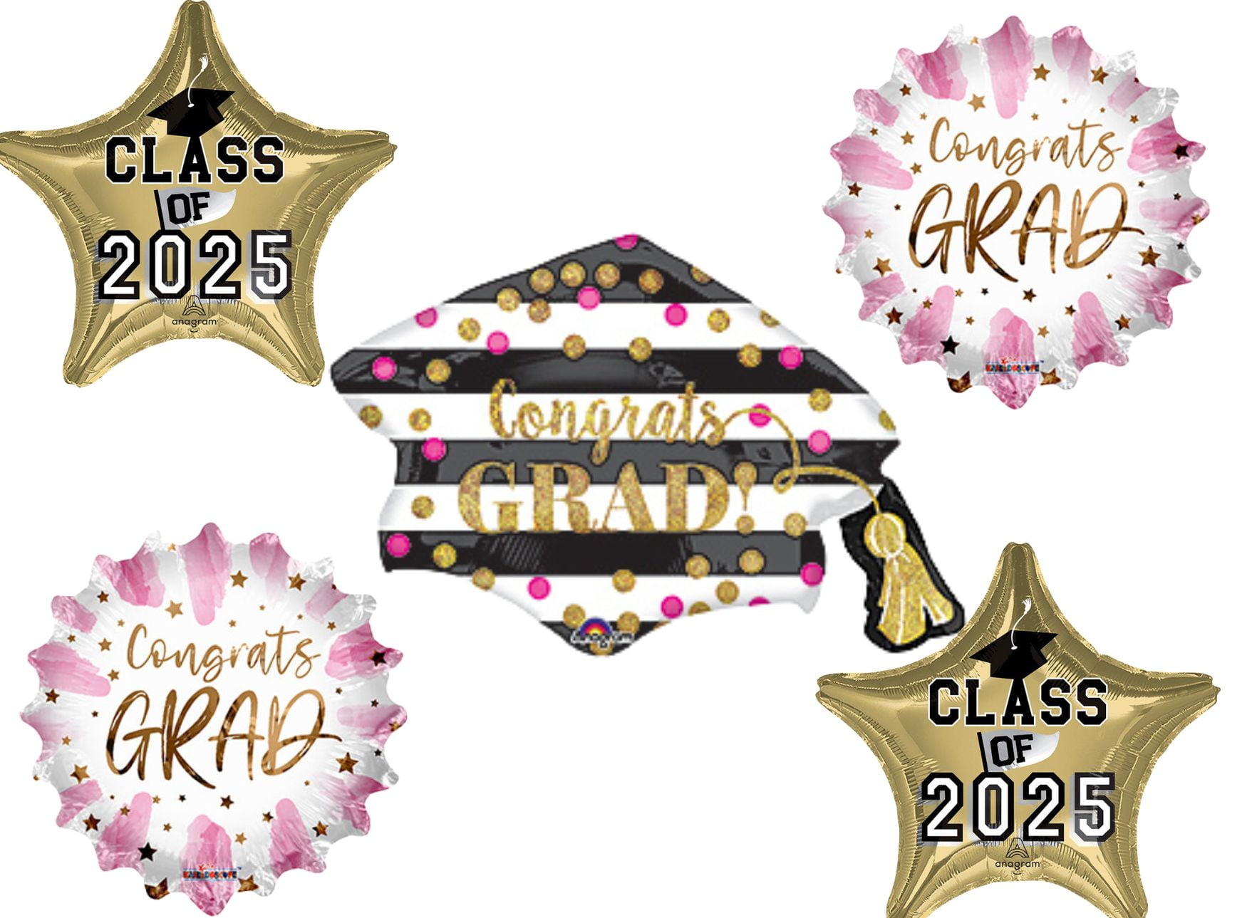 Class of 2025 Pink Black Gold Graduation Cap Hat Congrats Party ...