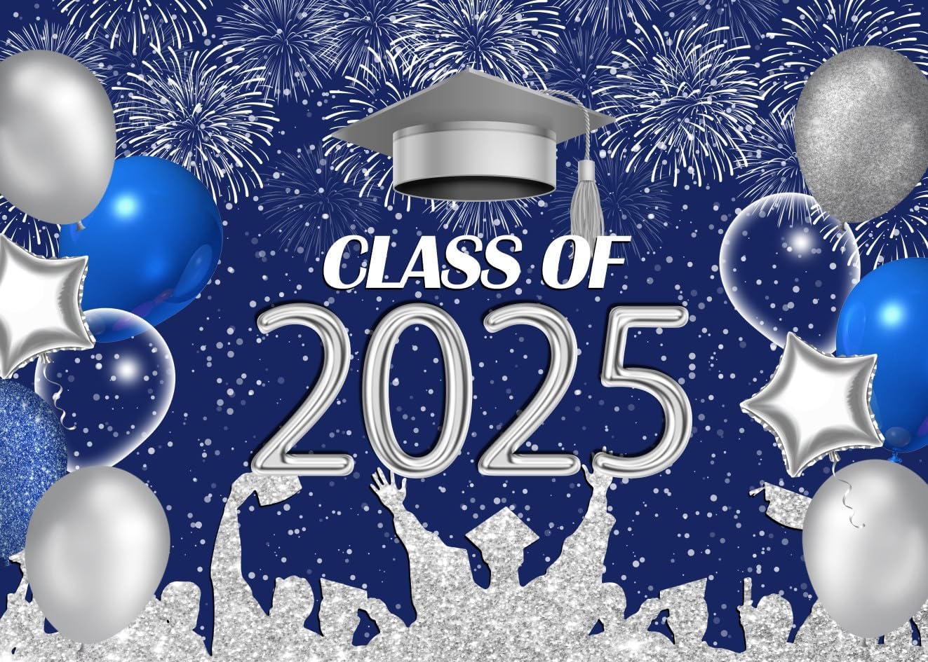 Class of 2025 Pretty Backdrop Graduation Photo Backdrop Royal Blue ...