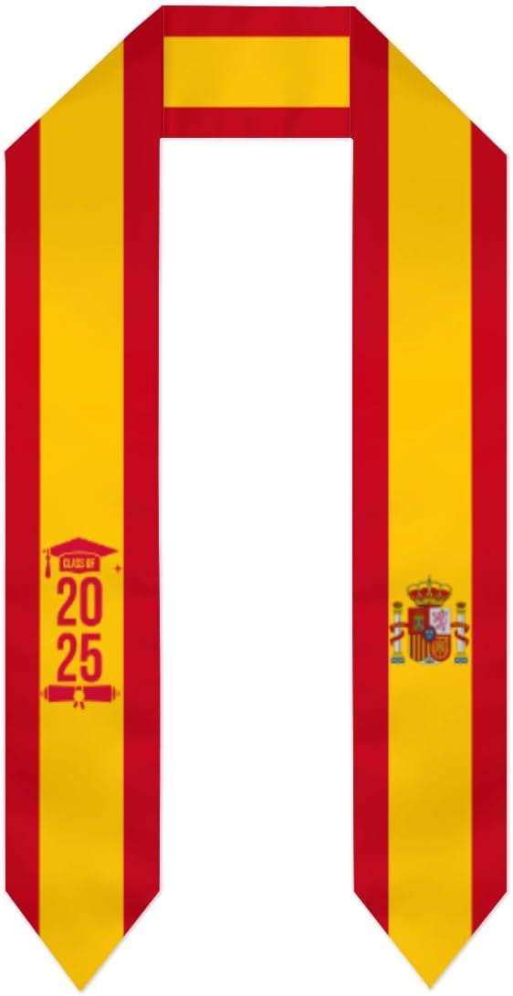 Class of 2025 Spain Flag Graduation Stoles Shawls Sash International ...