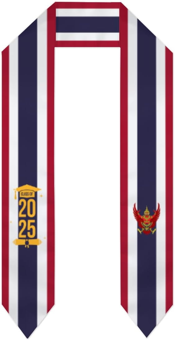 Class of 2025 Thailand Flag Graduation Stoles Shawls Sash International ...