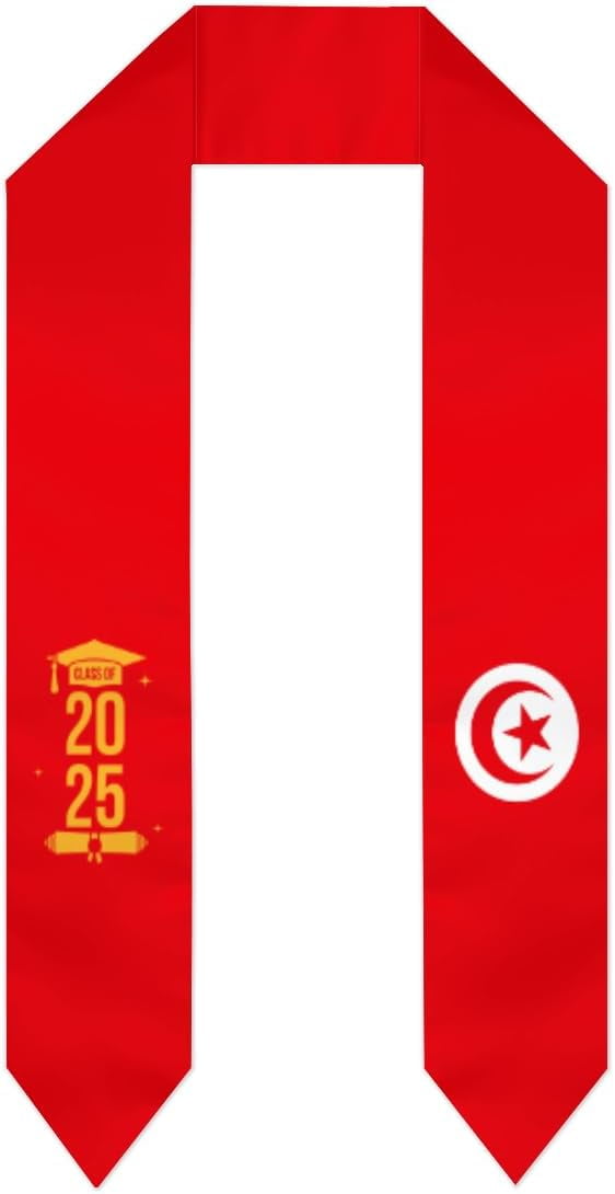 Class of 2025 Tunisia Flag Graduation Stoles Shawls Sash International ...