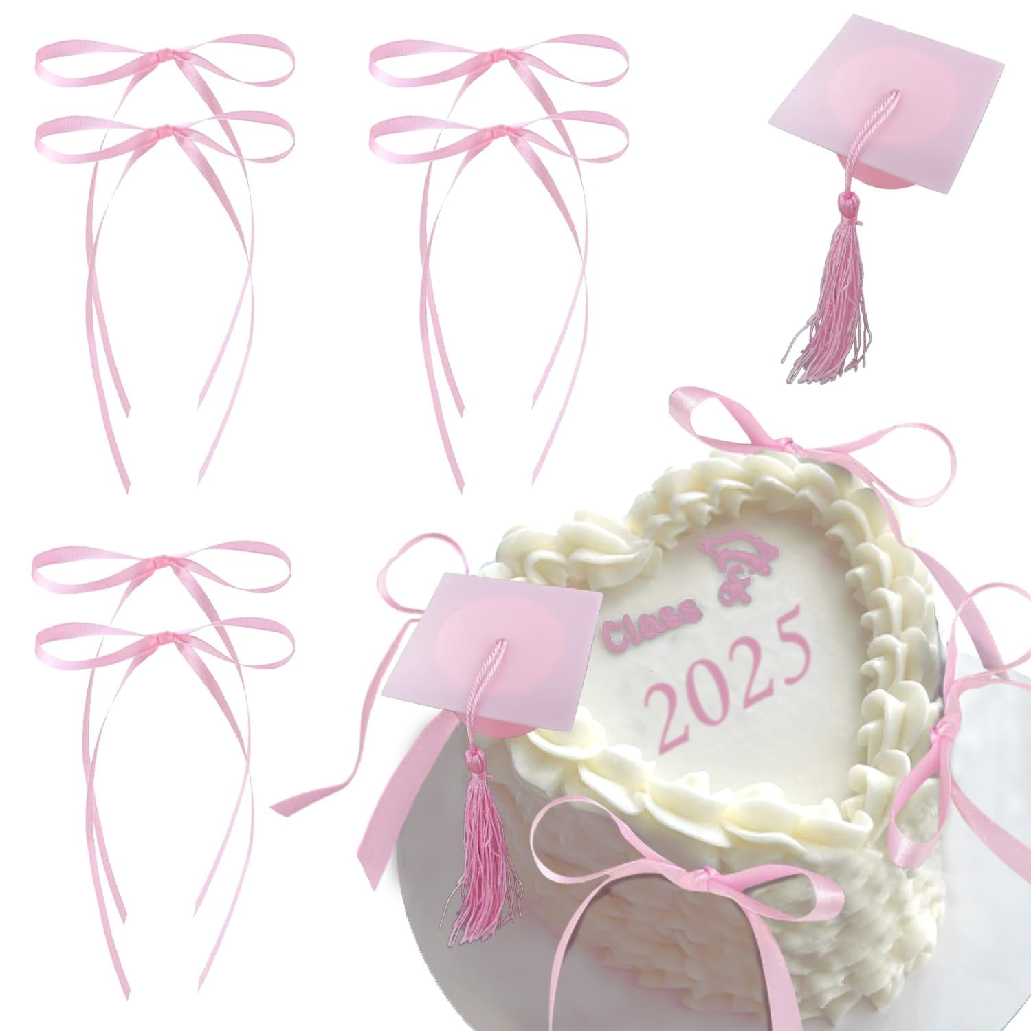 Class of 2025TRDN Cake Topper Congrats Bow Birthday Decoration with ...