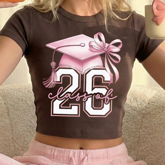 Class of 2026 Crop Baby Tee Graduation Women Vneck Shirt Senior 2026 ...