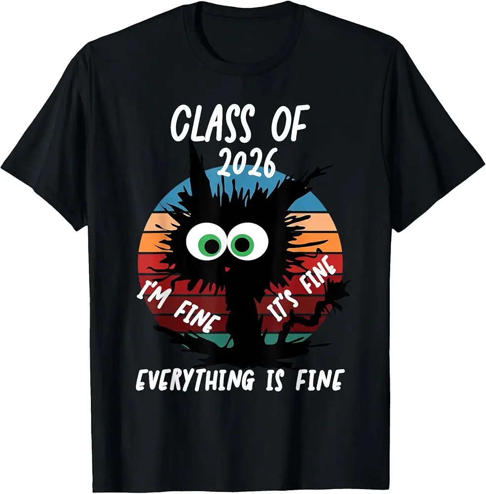 Class of 2026 Funny Cat Meme Senior Humor Graduate Graphic Unisex T ...