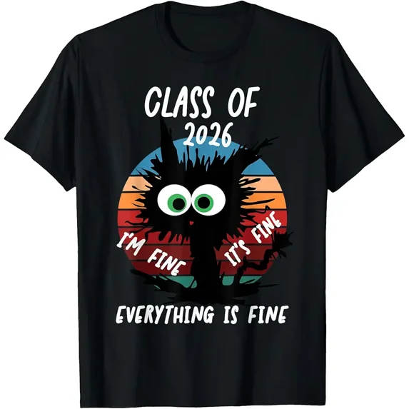 Class of 2026 Funny Cat Meme Senior Humor Graduate Graphic Unisex T ...