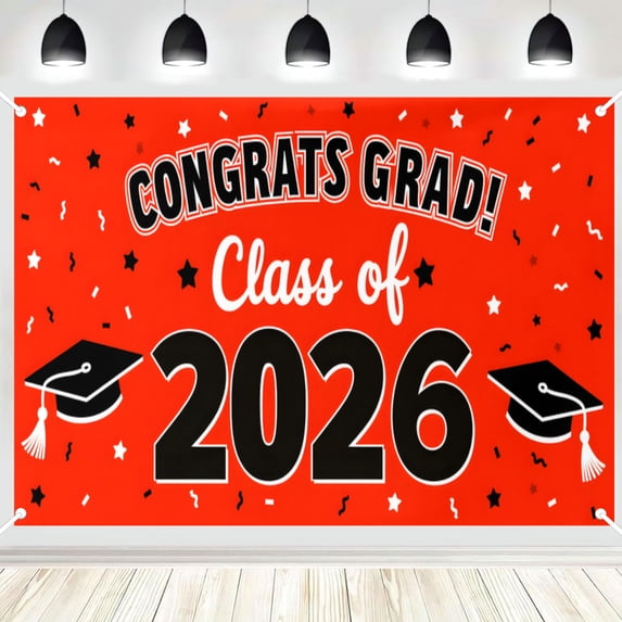 Class of 2026 Graduation Backdrop, Congrats Grad Polyester Photo Booth ...