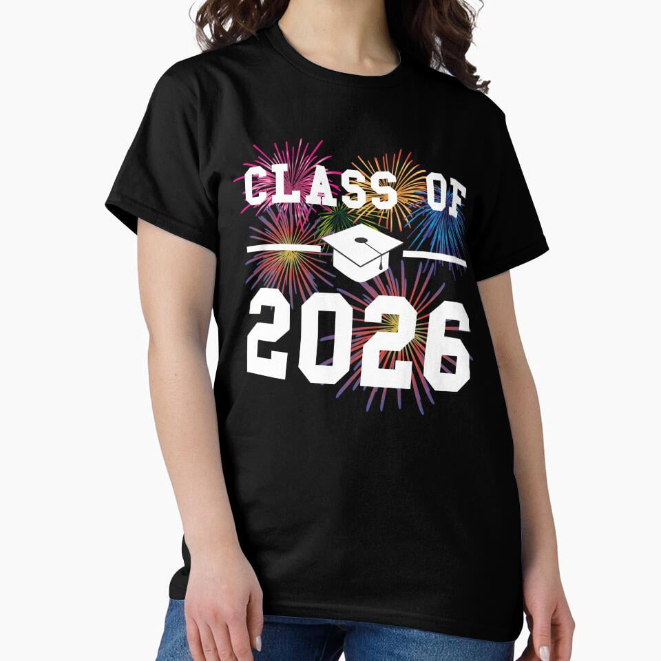 Class of 2026 Graduation Cap Fireworks Festival Night Graphic Unisex T ...