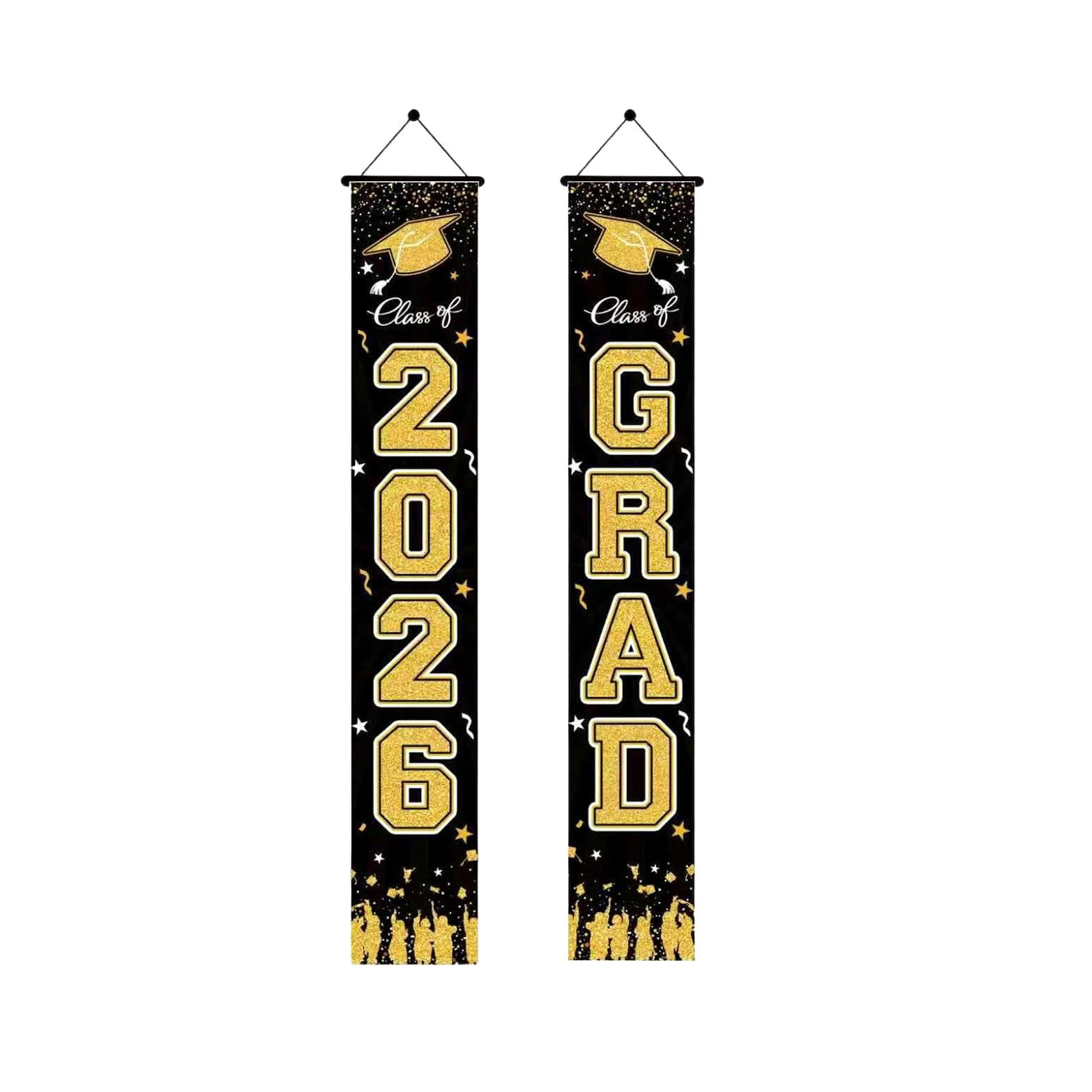 Class of 2026 Graduation Door Banner, Black & Gold Porch Sign with ...
