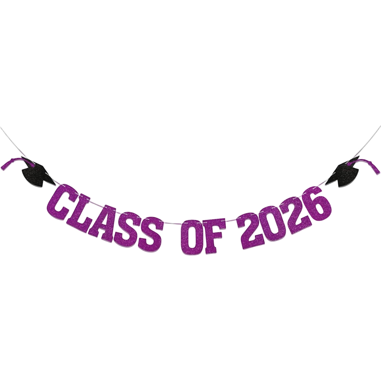 Class of 2026 Graduation Glitter Paper Pennant Banner, Doctor Cap ...