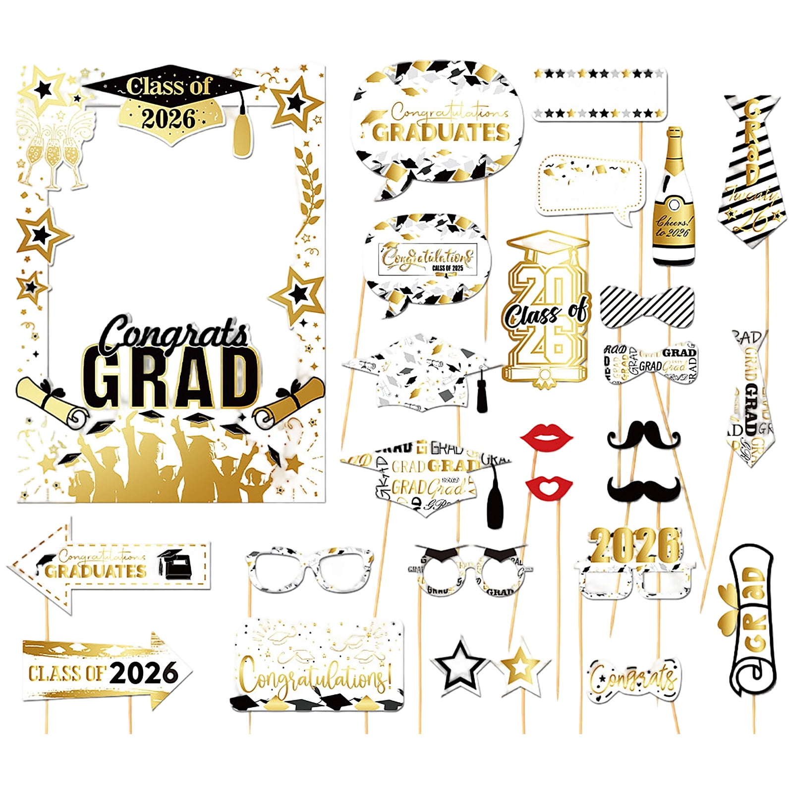 Class of 2026 Graduation Photo Booth Frame and Props Festive Paper ...