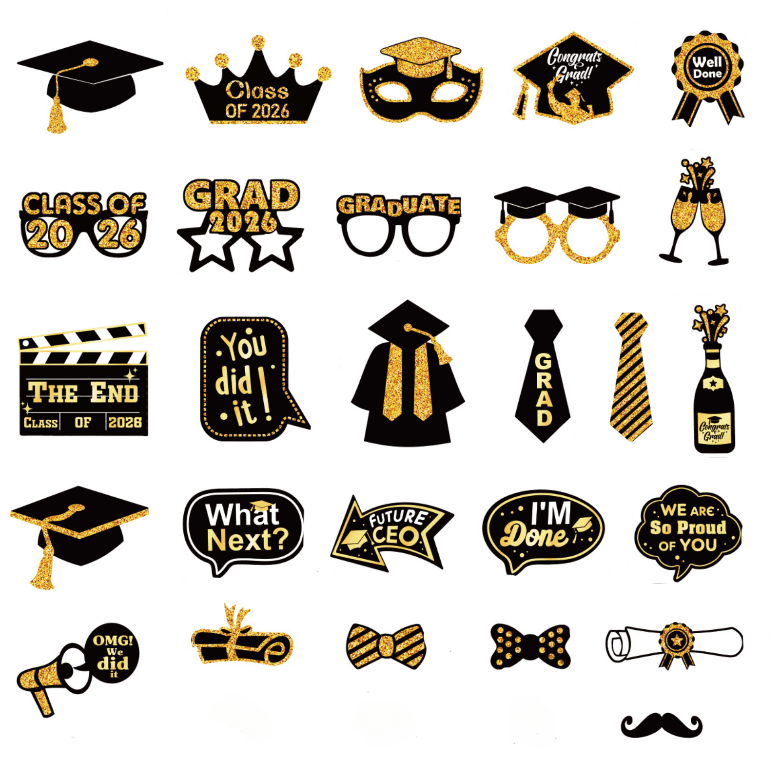 Class of 2026 Graduation Photo Booth Props, Congrats Grad Party Selfie ...