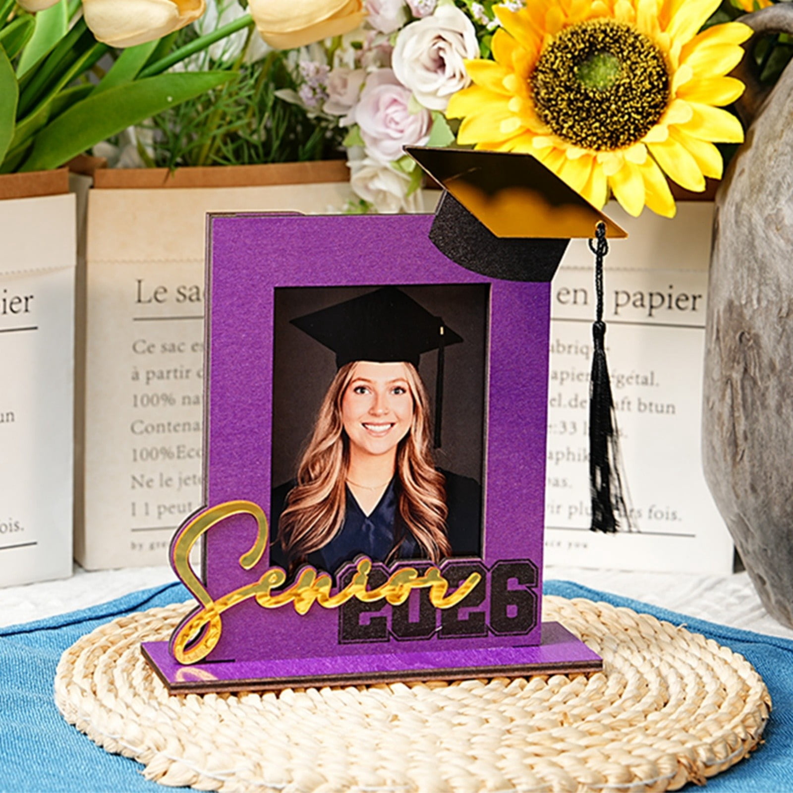 Class of 2026 Graduation Picture Frame Wooden Graduate Small Cap Photo ...