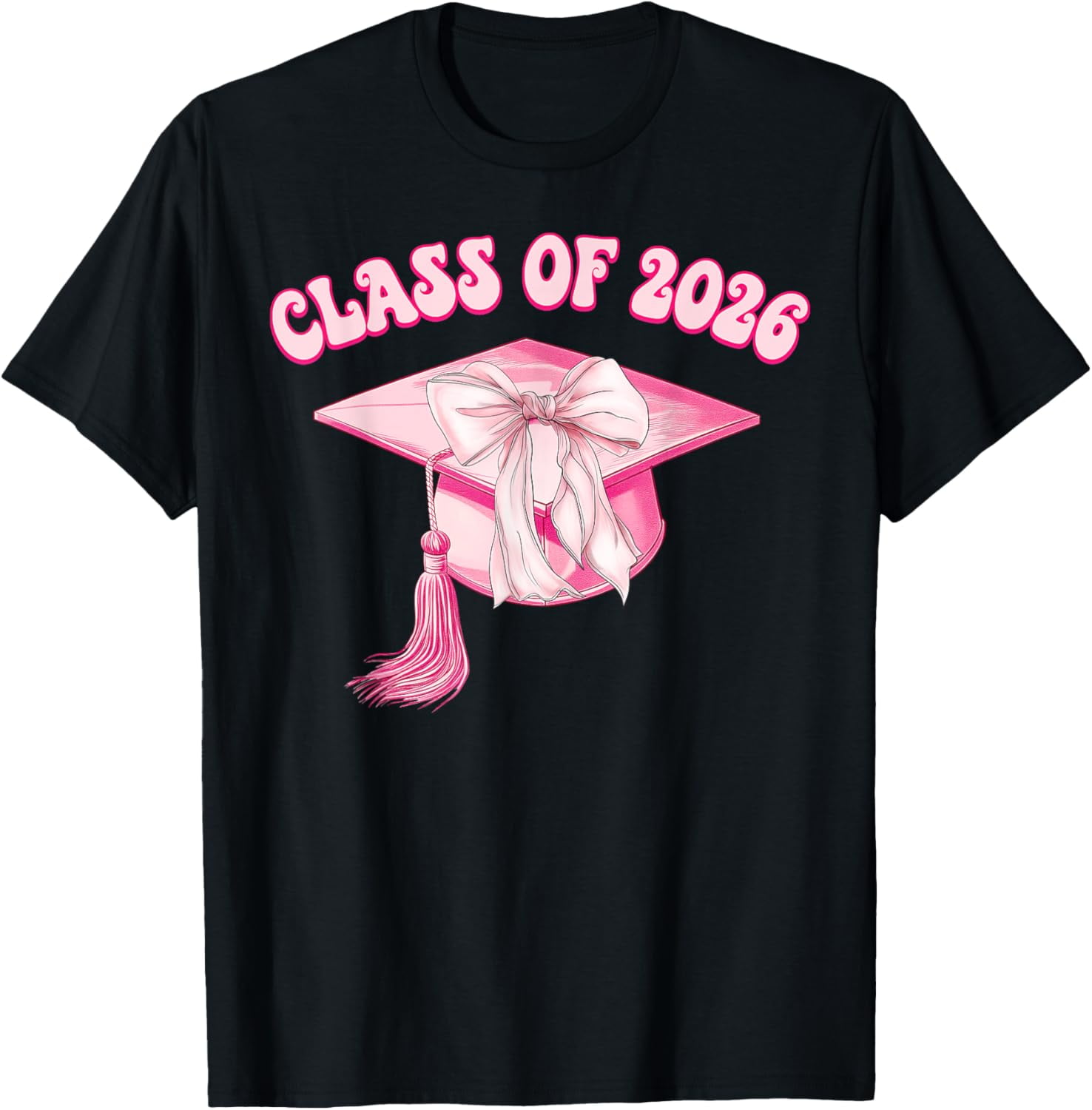 Class of 2026 Pink Coquette Bow Cap Senior 2026 Graduation T-Shirt ...