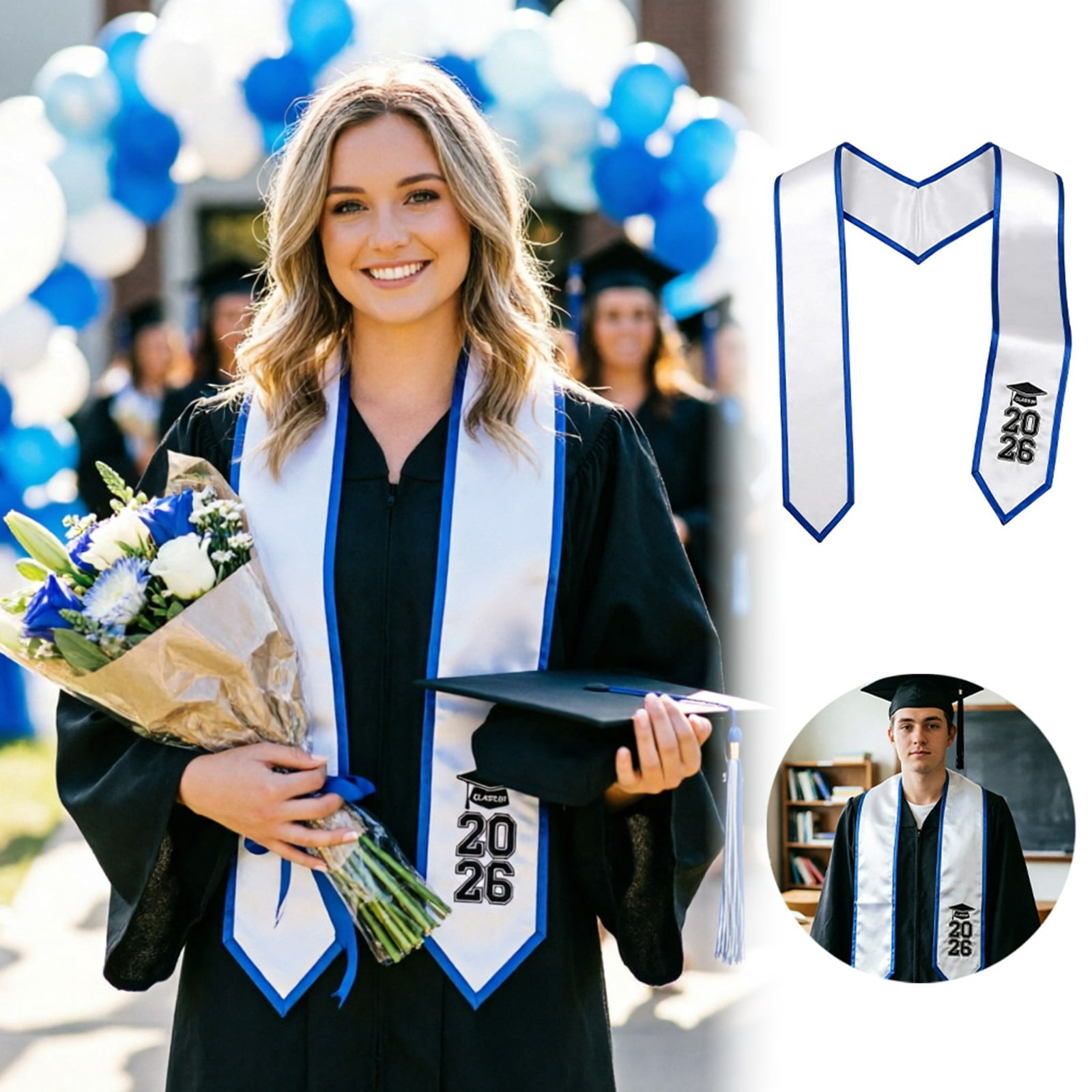 Class of 2026 Satin Graduation Stole Embroidered Congrats Grad Sash for ...