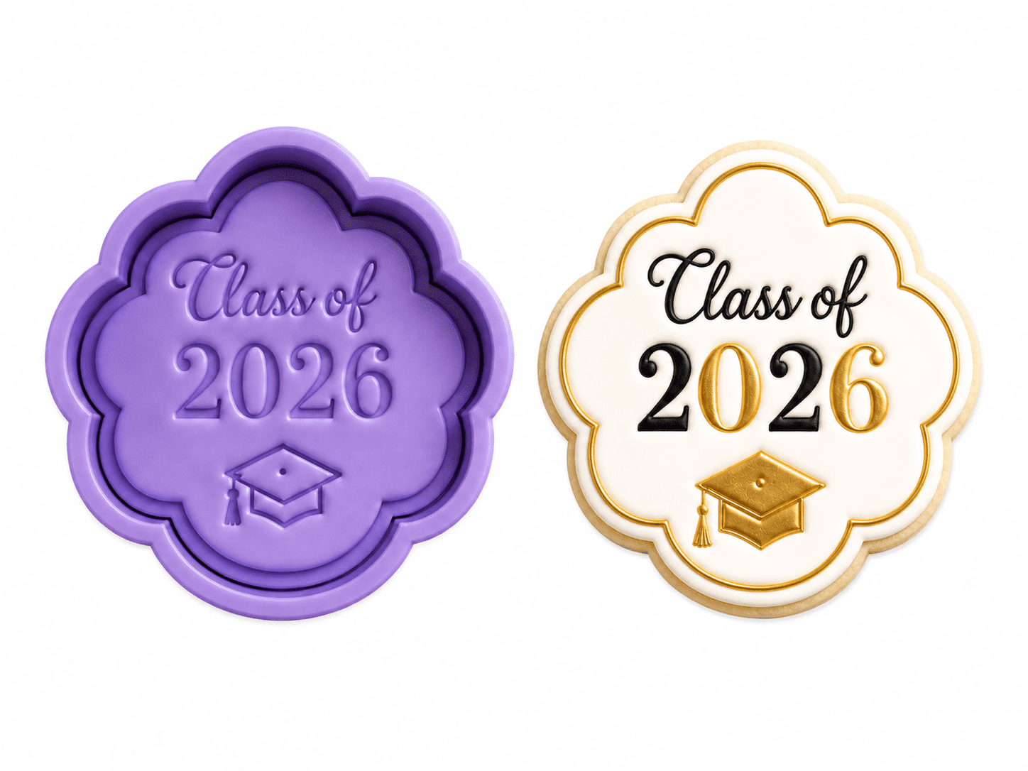 Class of 2026 Scalloped Plaque Cookie Cutter & Stamp - Walmart.com