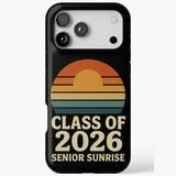 Class of 2026 Senior Sunrise Retro Stripes iPhone Case 11 to 17 Pro Max ...