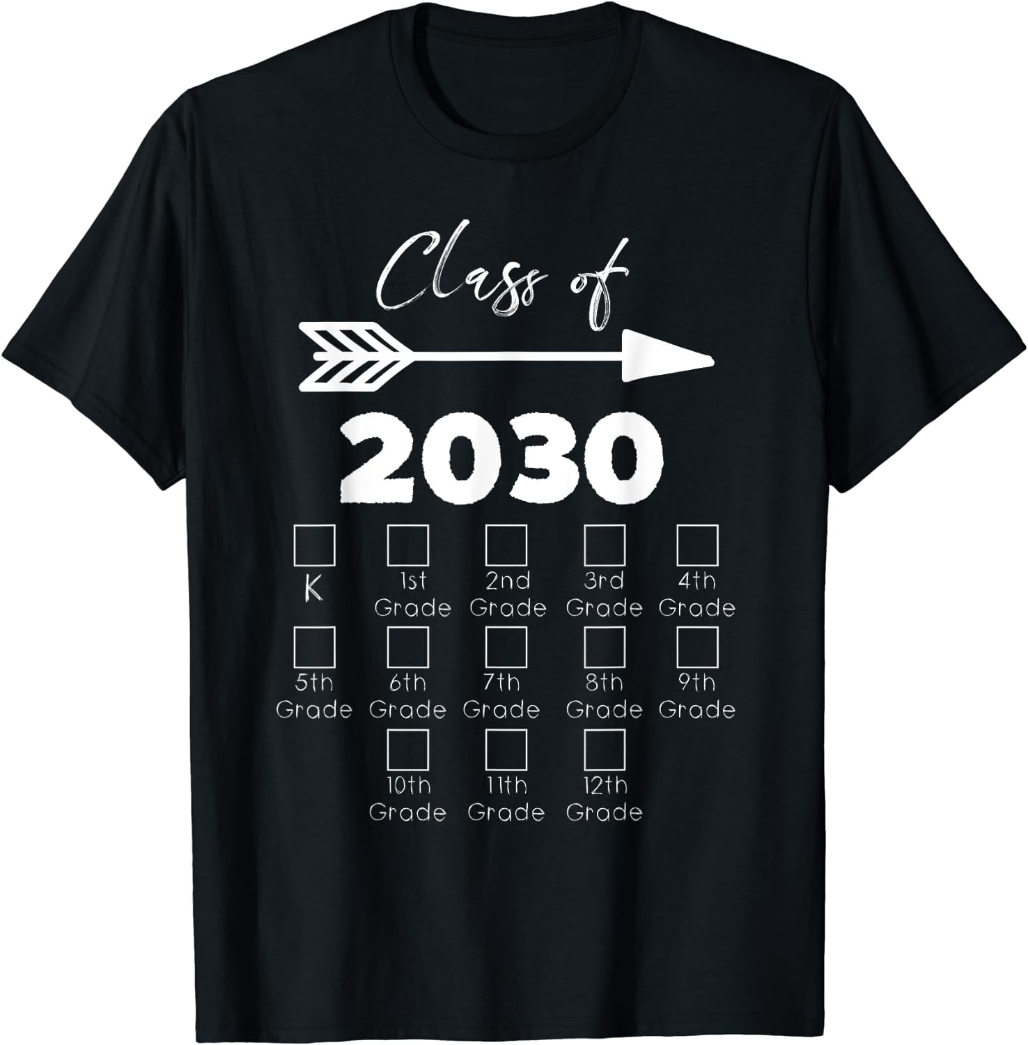 Class of 2030 Grow With Me Shirt With Space For Checkmarks T-Shirt ...