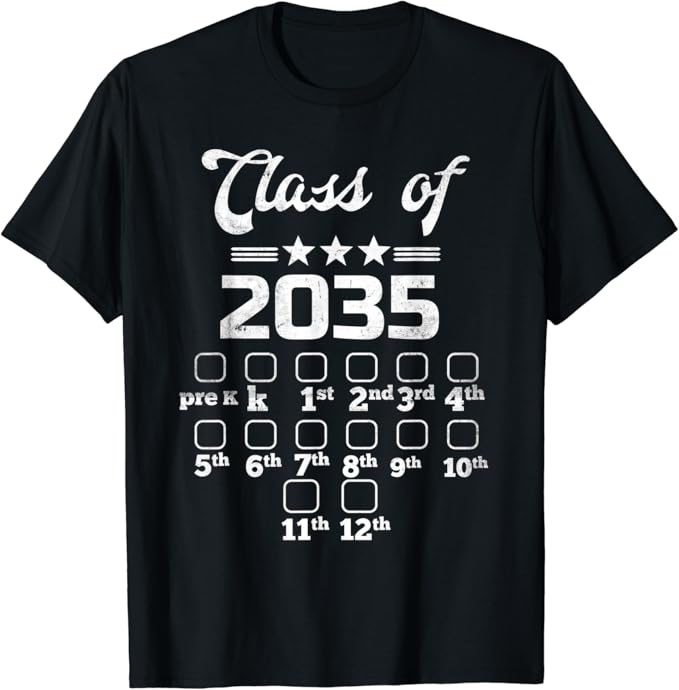 Class of 2035 Grow With Me First Day Check mark Check list T-Shirt ...