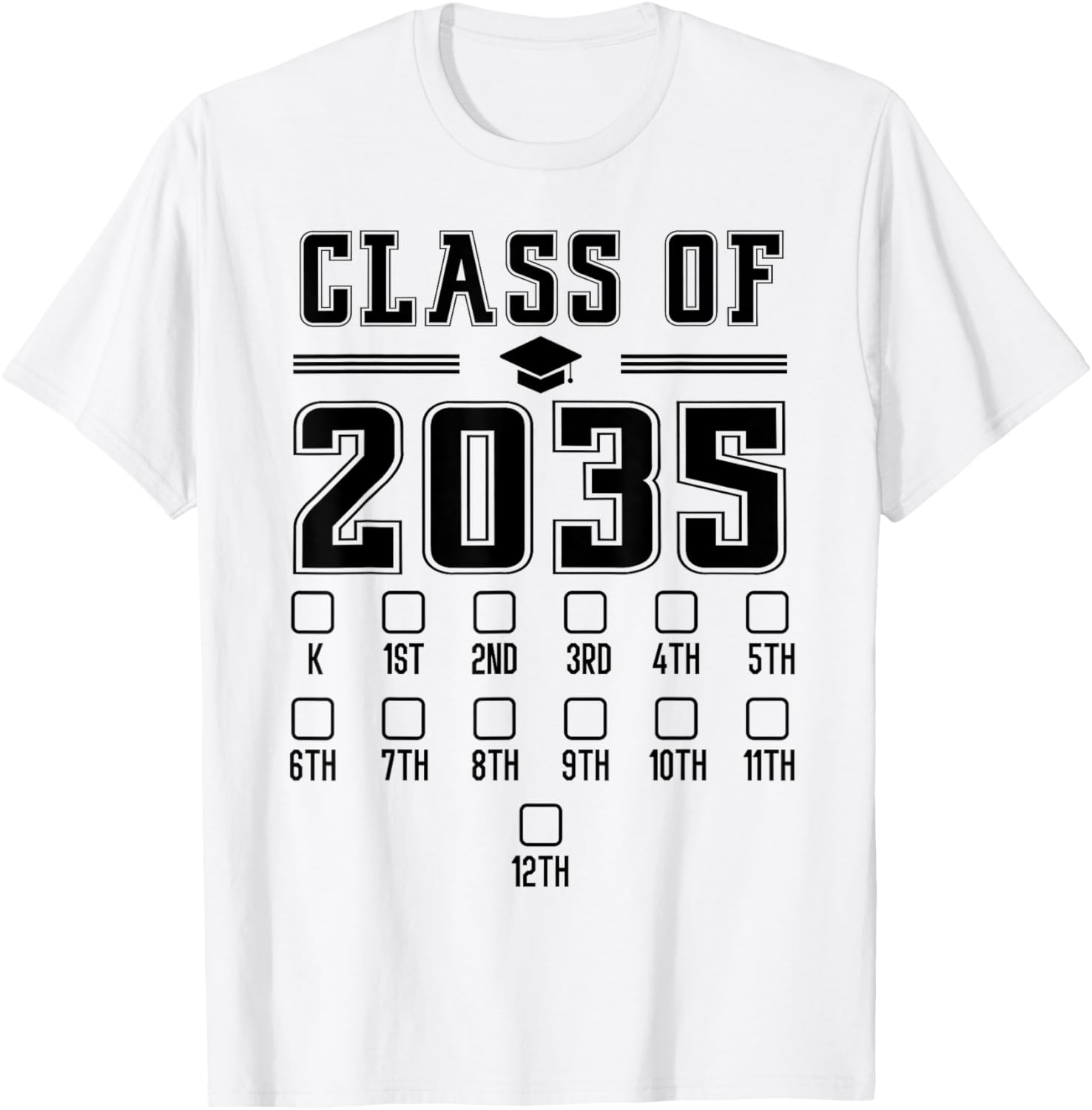 Class of 2035 Grow With Me First Day of School Check Mark T-Shirt ...