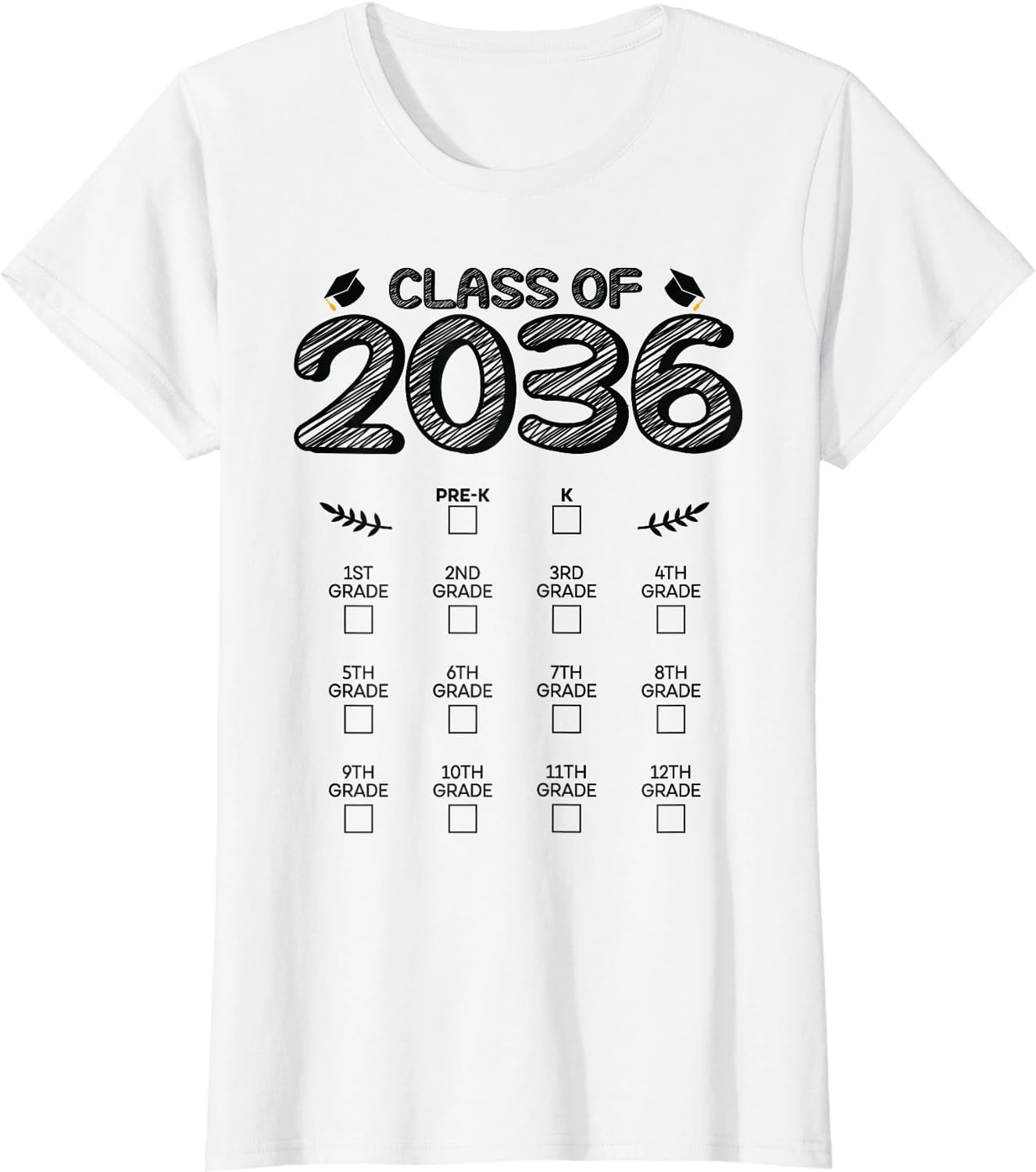 Class of 2036 Graduation First Day of School Grow With Me T-Shirt ...